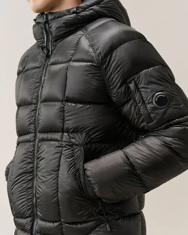 C.P. COMPANY Quilted Hooded Down Jacket - Black