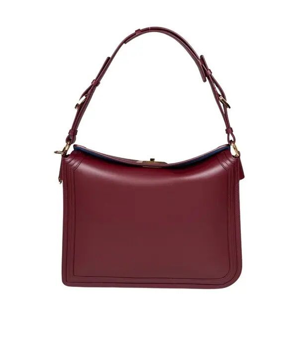 LANVIN Compagnon Leather Handbag With Gold Tone Hardware - Red