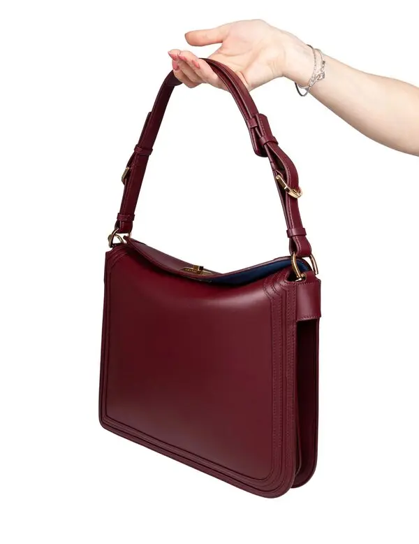 LANVIN Compagnon Leather Handbag With Gold Tone Hardware - Red