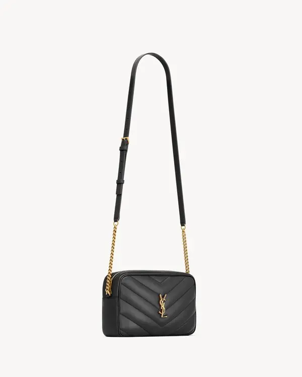 Saint Laurent Loulou Camera Bag In Matelassé Lambskin - Black