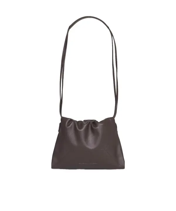 Brunello Cucinelli Gathered Drawstring Shoulder Bag - Black