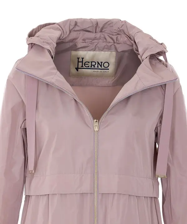 Herno Hooded Zip-front Coat With Drawstring