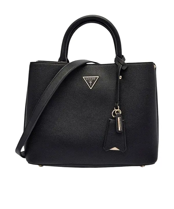 Guess Meridian Logo Plaque Top Handle Bag - Black