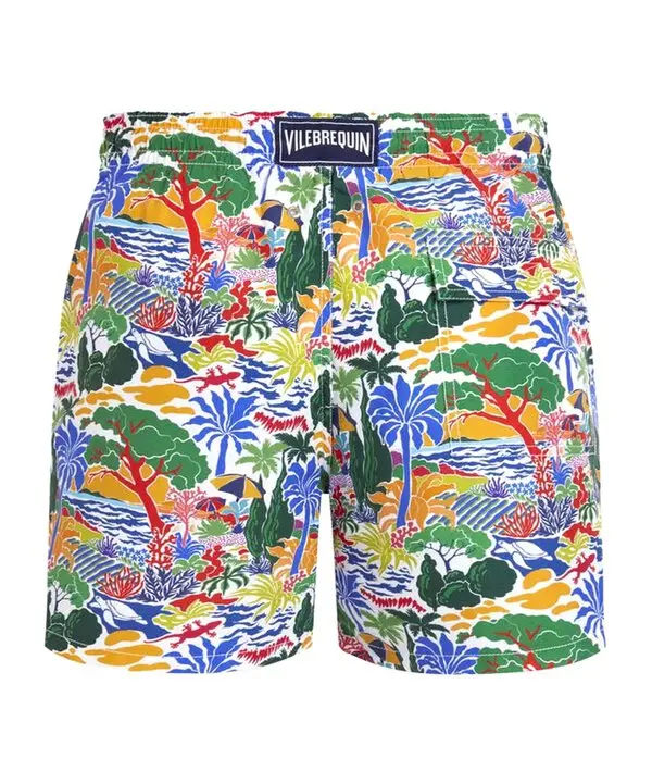 Vilebrequin Elasticated Waistband Swim Shorts With Drawstring And Zamak Ends - Multicolour