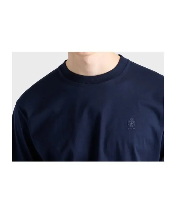 Prada Logo Detailed Crewneck T-shirt - Navy Blue