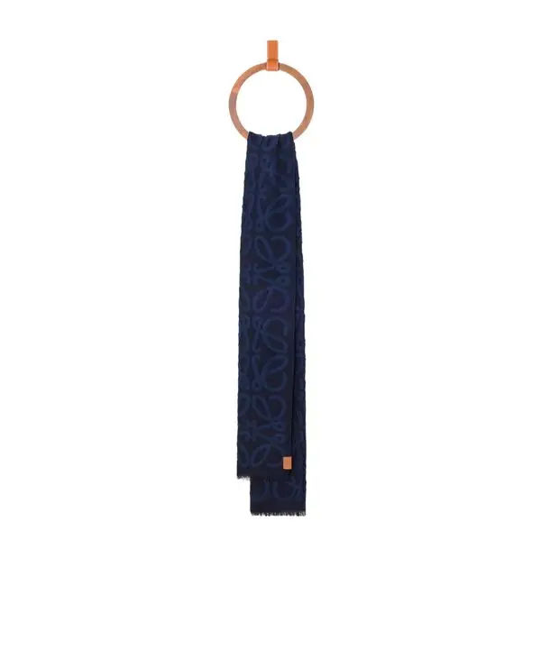 Loewe Anagram Pattern Scarf - Navy