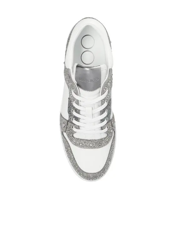 JIMMY CHOO Florent Crystal-embellished Leather Sneakers