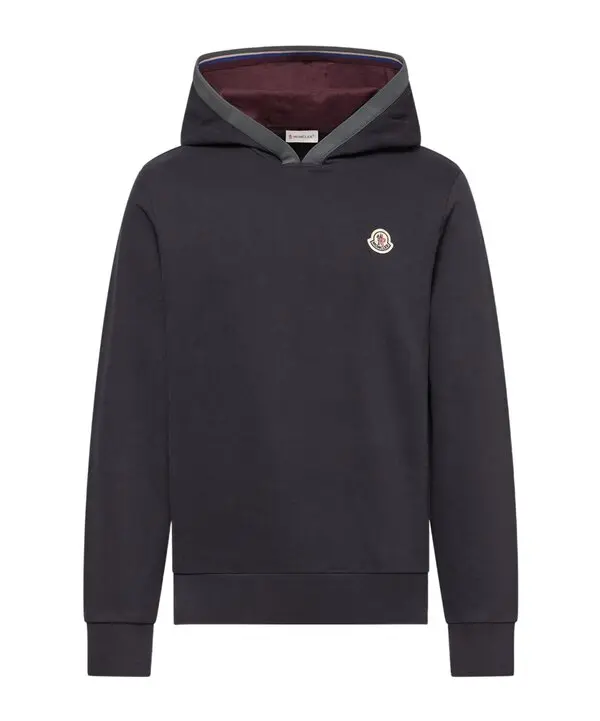 Moncler Brushed Cotton Logo Hoodie - Midnight Blue