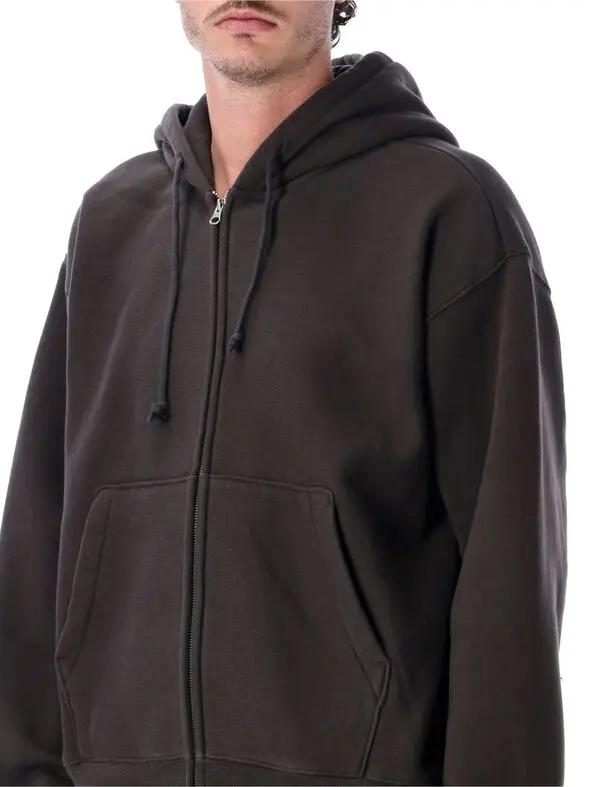 StÜssy Long-sleeved Hooded Sweatshirt With Elasticated Cuffs And Hem - Black
