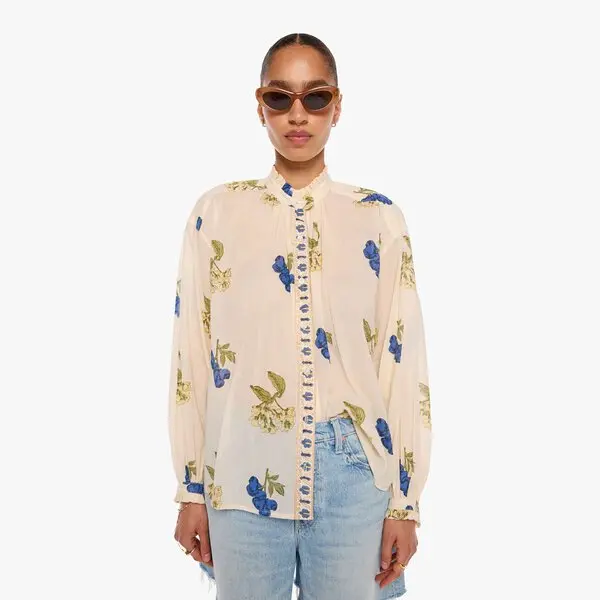 Alix Of Bohemia Poet Blouse With Blueberry Print - Multi