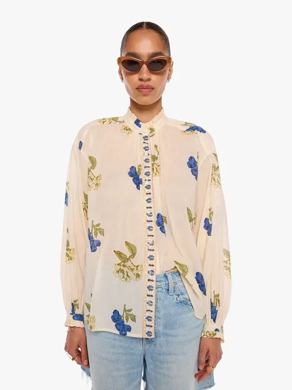 Alix Of Bohemia Poet Blouse With Blueberry Print - Multi