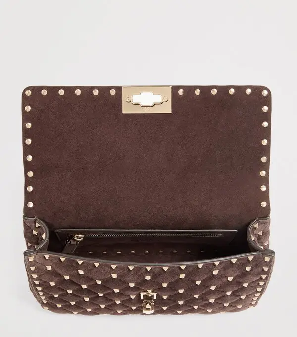 Valentino Garavani Medium Leather Rockstud Spike Top-handle Bag - Brown