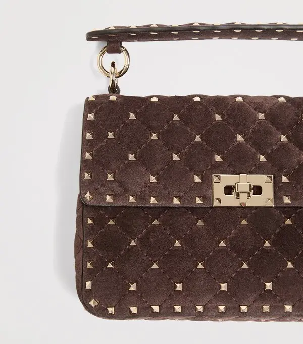 Valentino Garavani Medium Leather Rockstud Spike Top-handle Bag - Brown