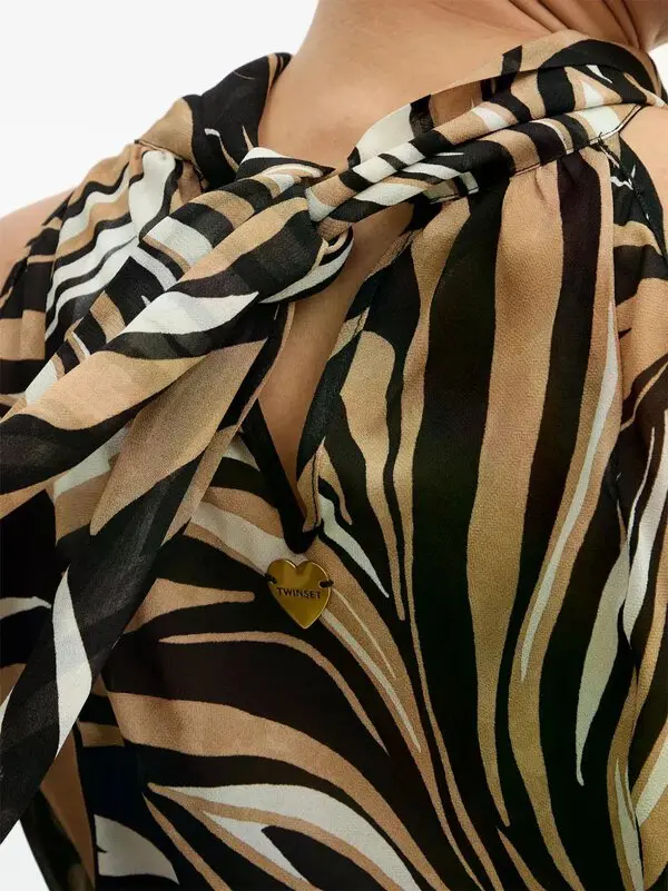 TWINSET Sleeveless Ruffled Graphic Print Top