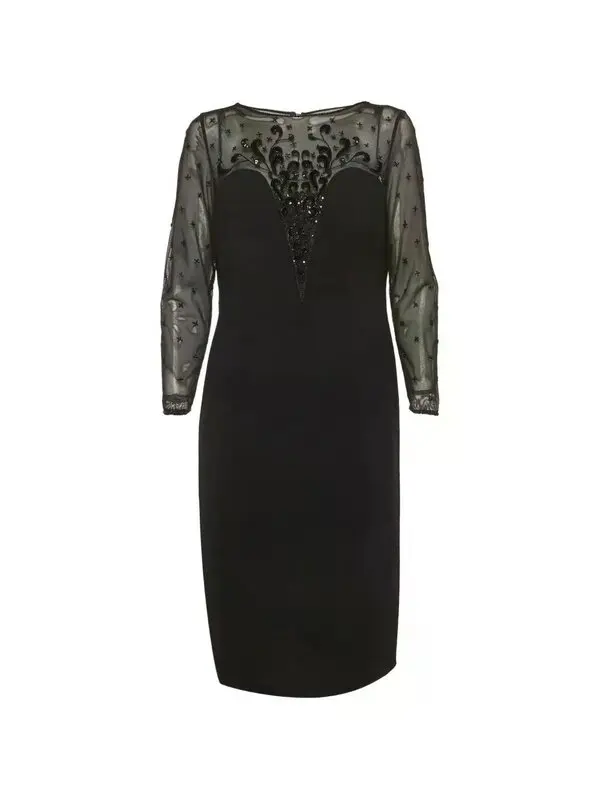 Escada Beaded Lace Panel Midi Dress