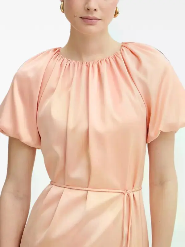 TWINSET Gathered Puff-sleeve Midi Dress