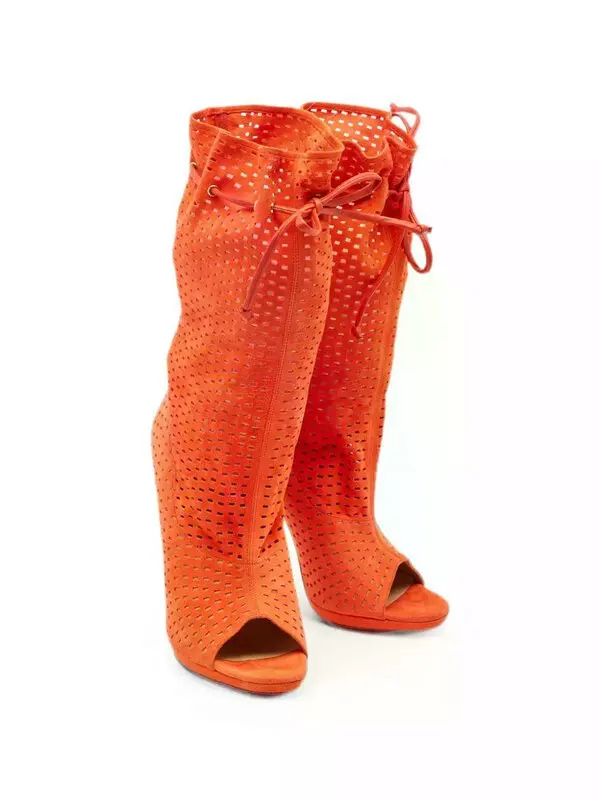 CHRISTIAN LOUBOUTIN Perforated Drawstring Ankle Pumps