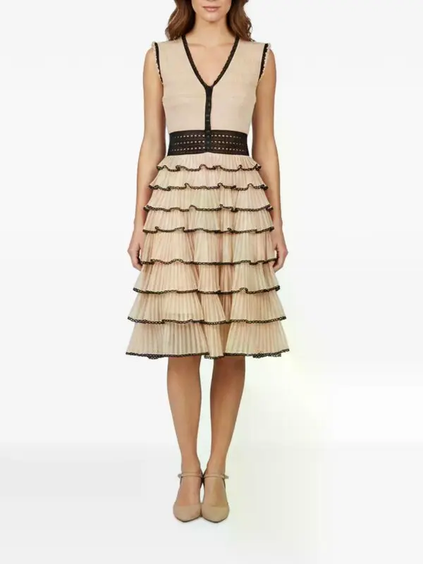 Alexander McQueen Tiered Lurex-knit Midi Dress