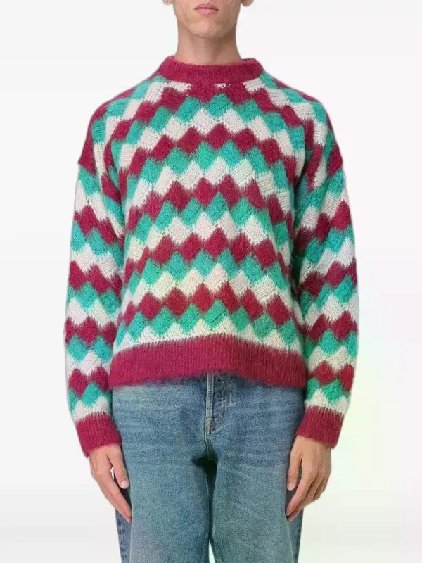 BONSAI Joy Jacquard-knit Diamond-pattern Sweater
