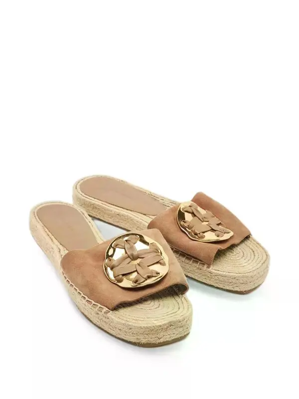 Tory Burch Double T Suede Flat Sandals