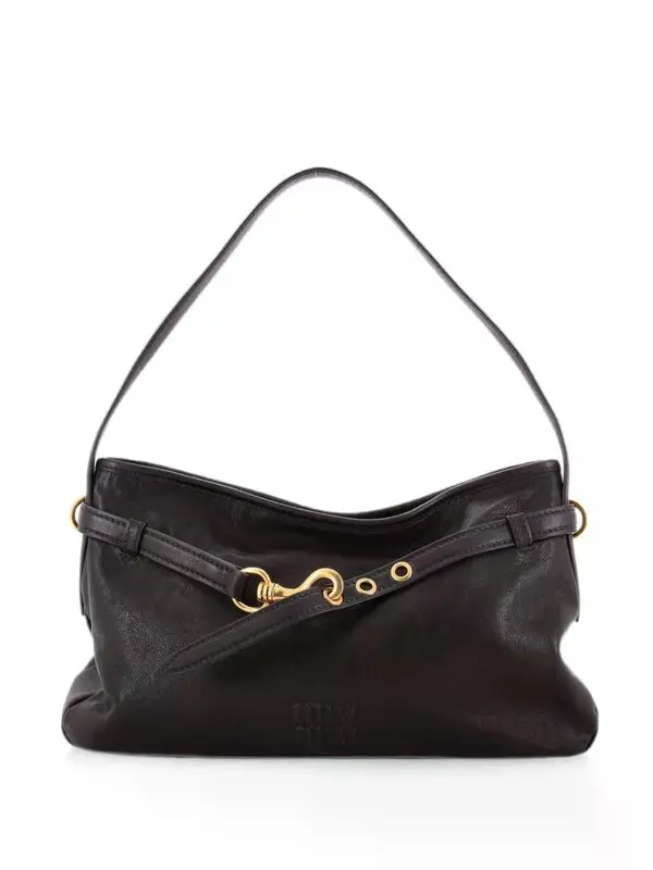 Miu Miu Aventure Leather Medium Shoulder Bag - Black