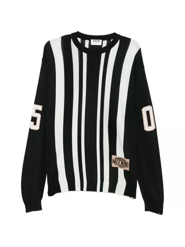 Moschino Vertical Stripe Logo Detail Sweater
