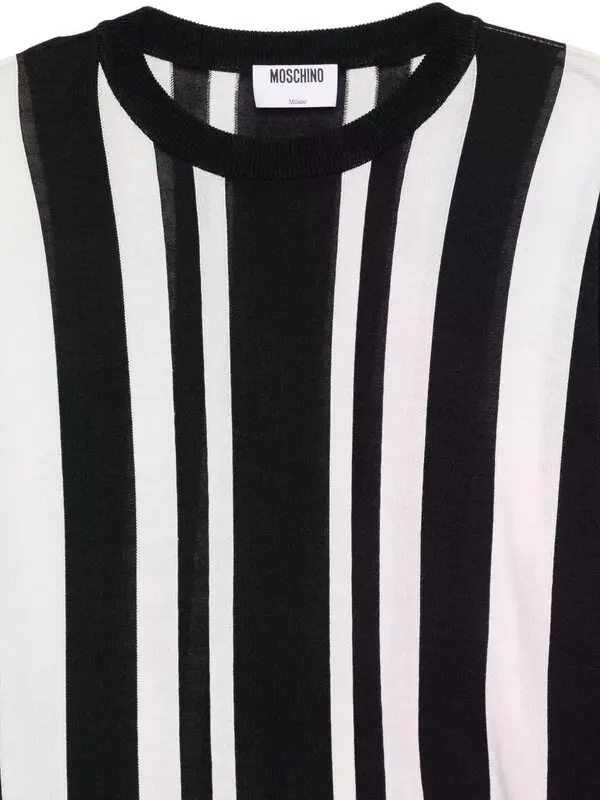 Moschino Vertical Stripe Logo Detail Sweater