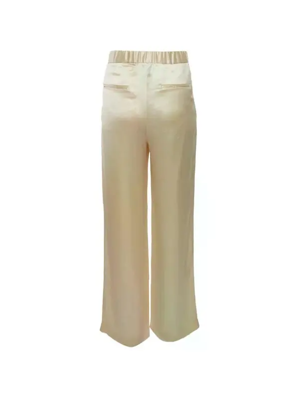 NORA Cream Satin Wide-leg Pleated Trousers