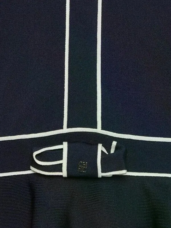 Carolina Herrera Navy Bow Detail Peplum Top