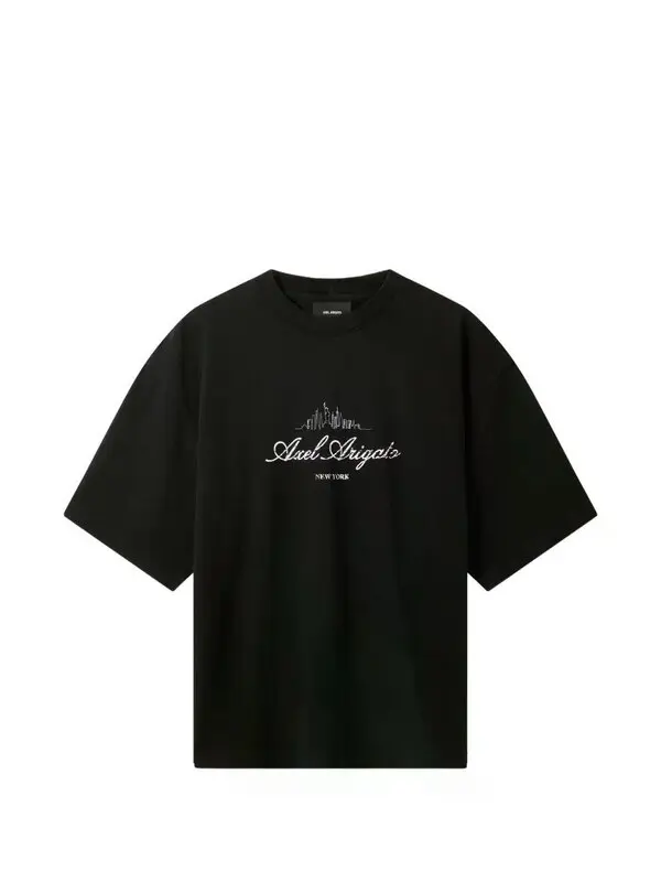 Axel Arigato Logo-embroidered Dropped-shoulder T-shirt - Black
