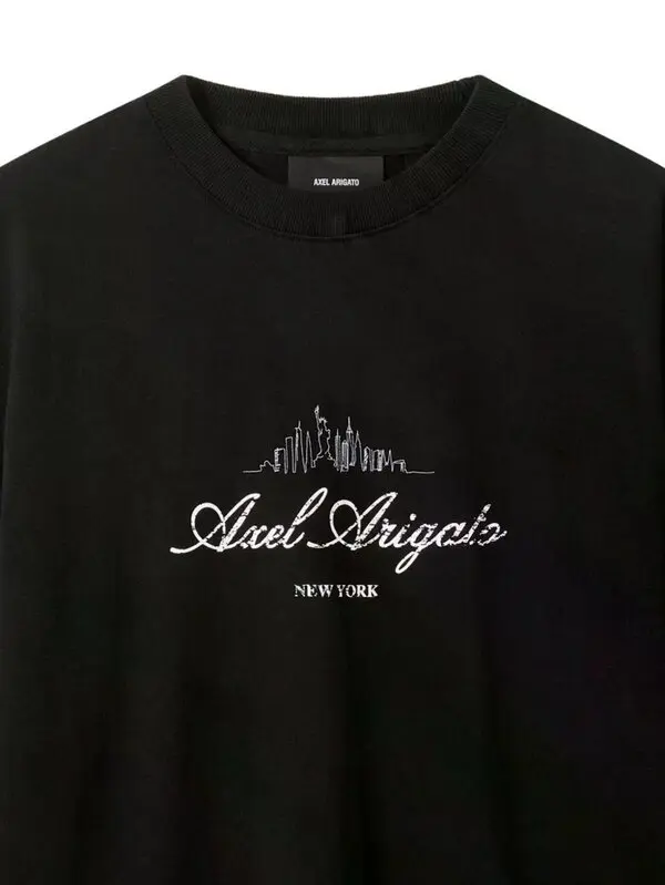 Axel Arigato Logo-embroidered Dropped-shoulder T-shirt - Black