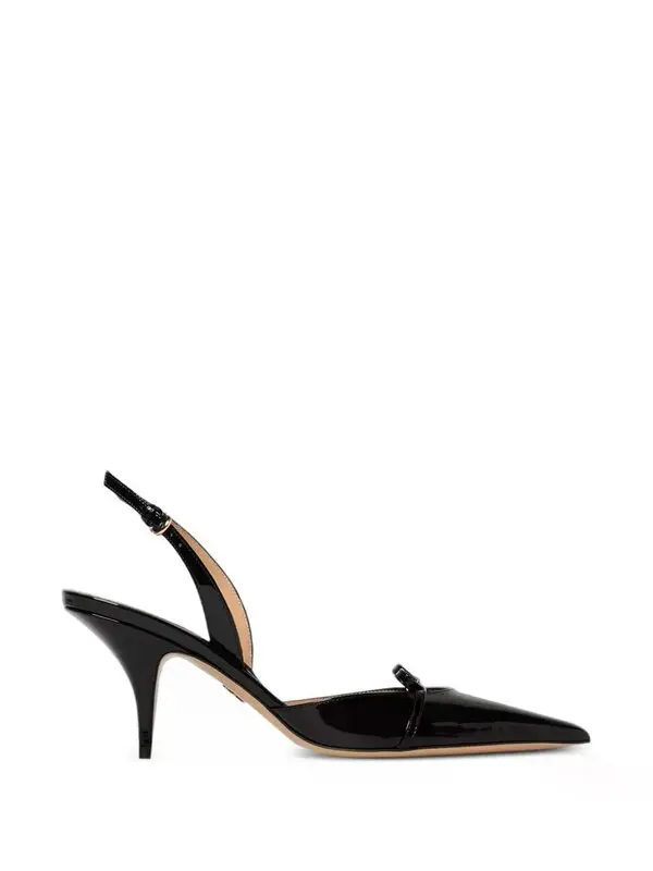 FERRAGAMO Bow Detail Patent Leather Slingback Sandals