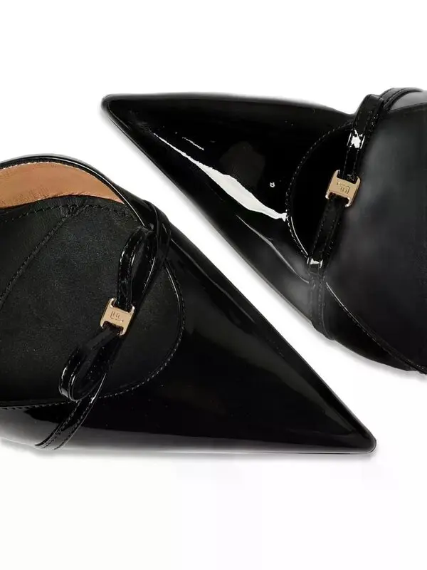 FERRAGAMO Bow Detail Patent Leather Slingback Sandals
