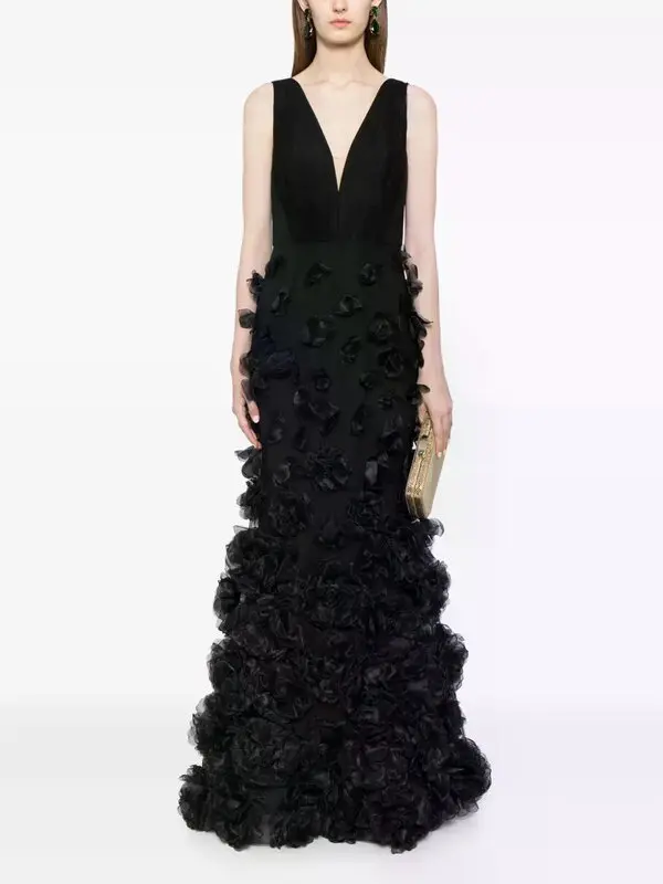 Marchesa Floral Appliqué Gown