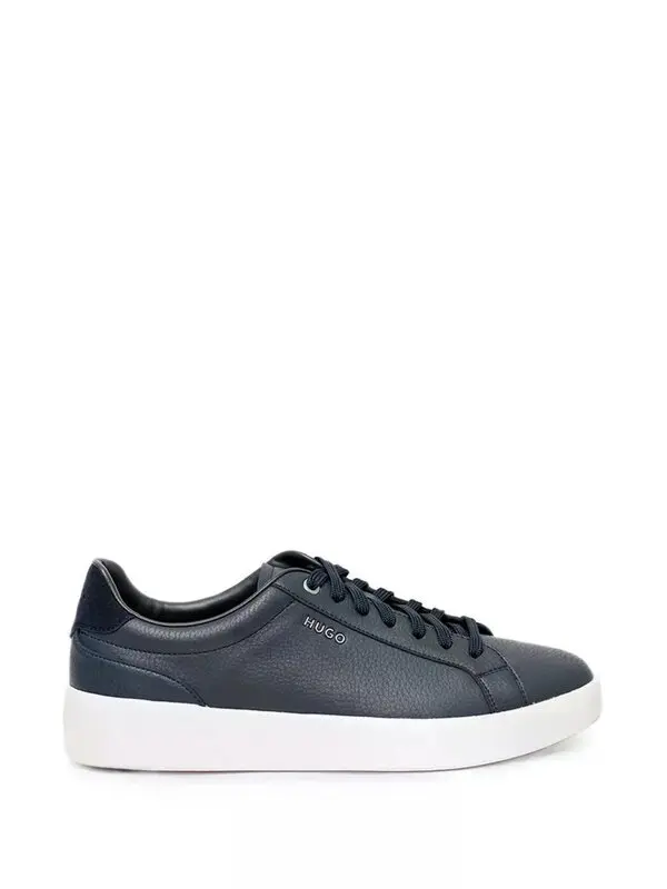 Hugo Grained Leather Logo Plaque Sneakers - Blue