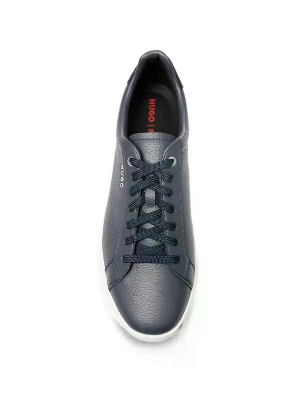 Hugo Grained Leather Logo Plaque Sneakers - Blue