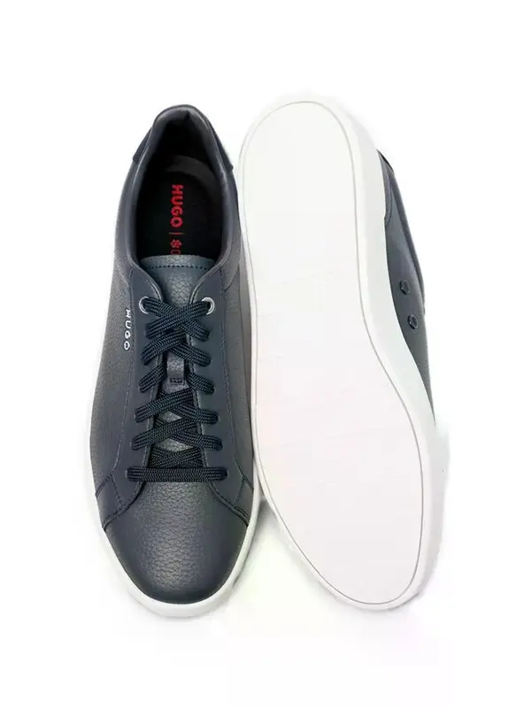 Hugo Grained Leather Logo Plaque Sneakers - Blue