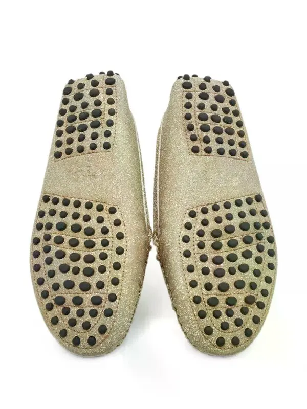 TOD'S Gommino Glitter Embellished Loafers - Gold
