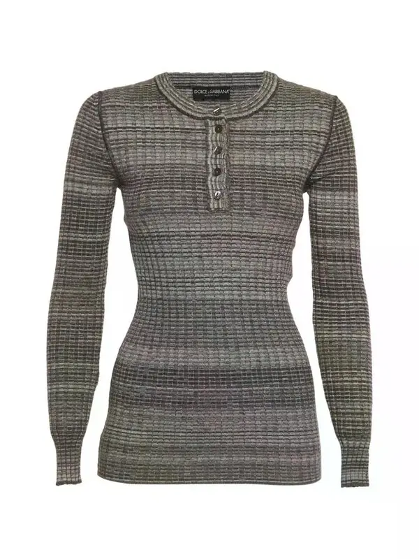 Dolce & Gabbana Rib Knit Henley Neck Sweater
