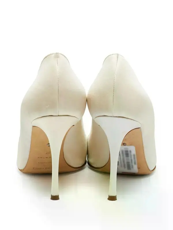 SERGIO ROSSI Beige Satin Pointed Toe Pumps