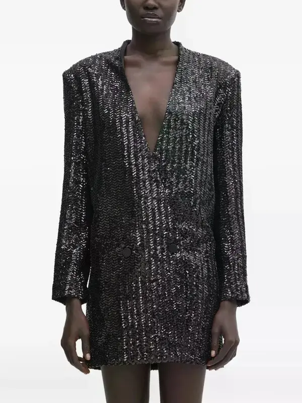 ANINE BING Sequin Embellished V-neck Mini Dress