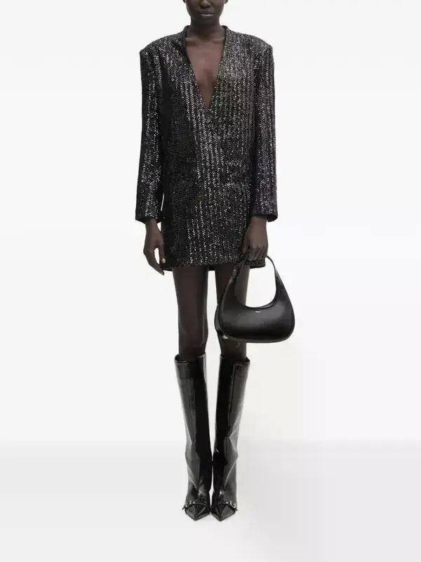 ANINE BING Sequin Embellished V-neck Mini Dress