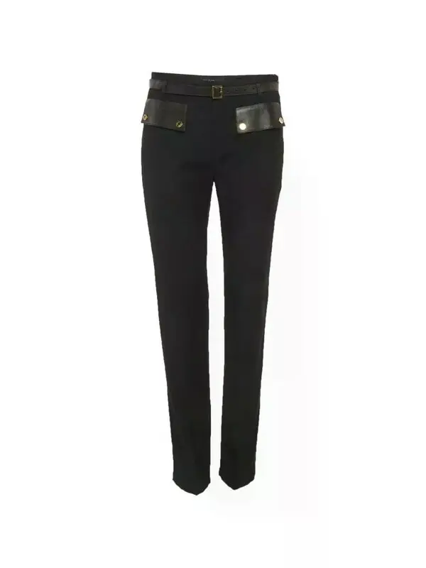 Gucci Leather-trim Belted Wool Trousers