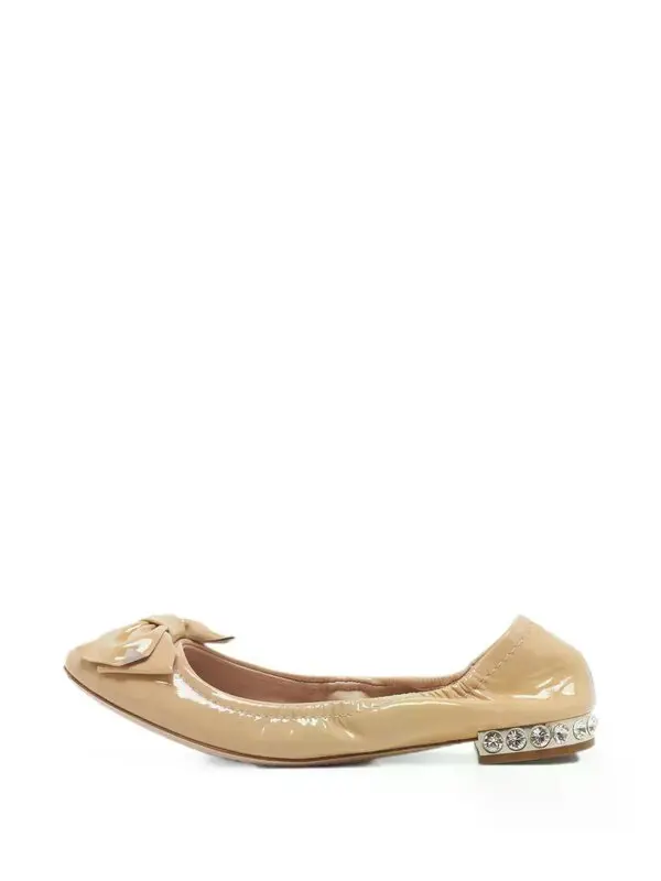 Miu Miu Crystal Embellished Ballet Flats - Neutrals