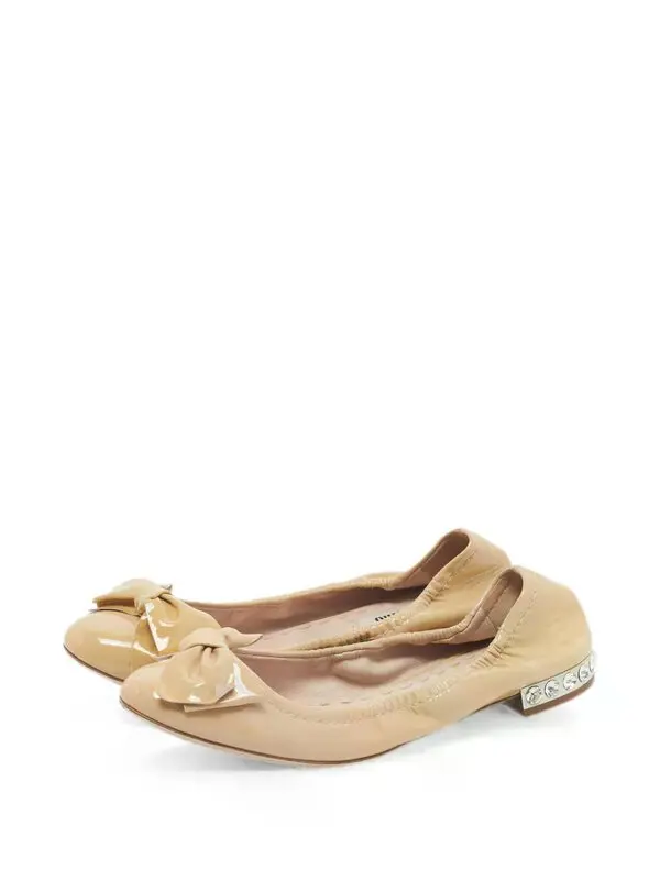Miu Miu Crystal Embellished Ballet Flats - Neutrals