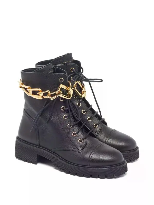 GIUSEPPE ZANOTTI Chain-embellished Combat Boots