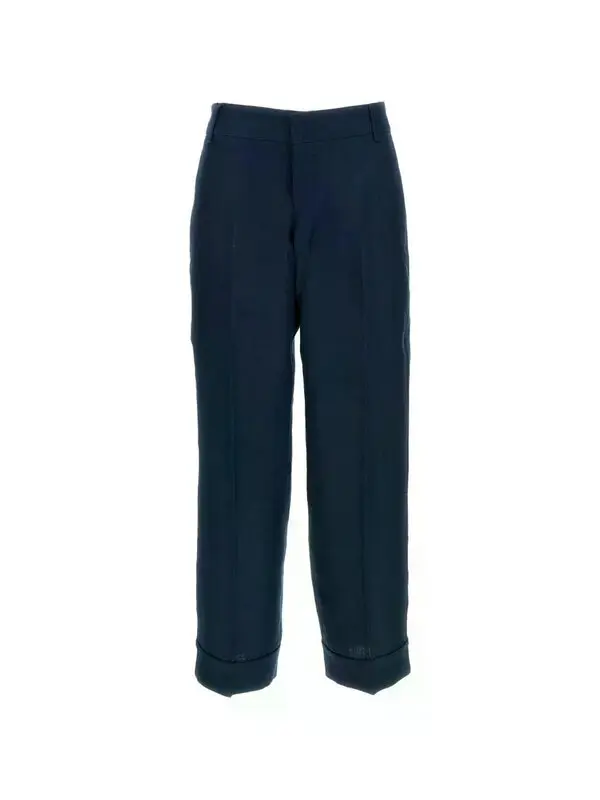 Max Mara Linen Basketweave Trousers - Blue