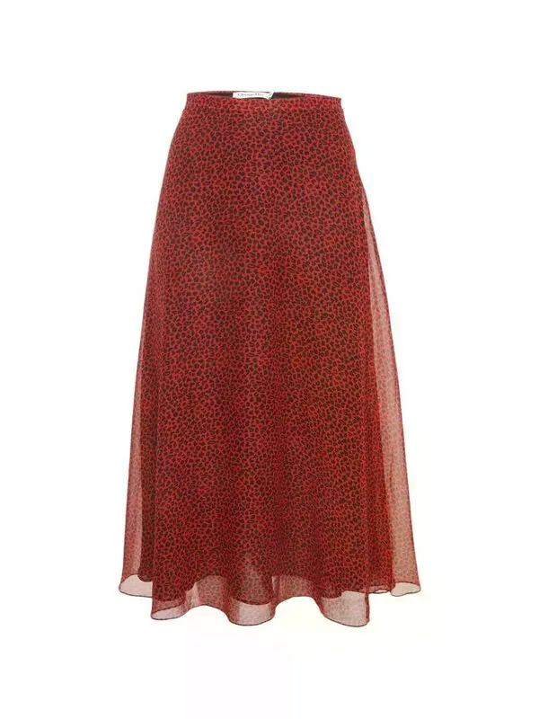 Dior Leopard-print Chiffon Midi Skirt