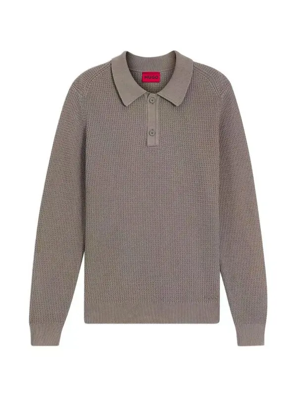Hugo Waffle-knit Long Sleeved Polo Shirt
