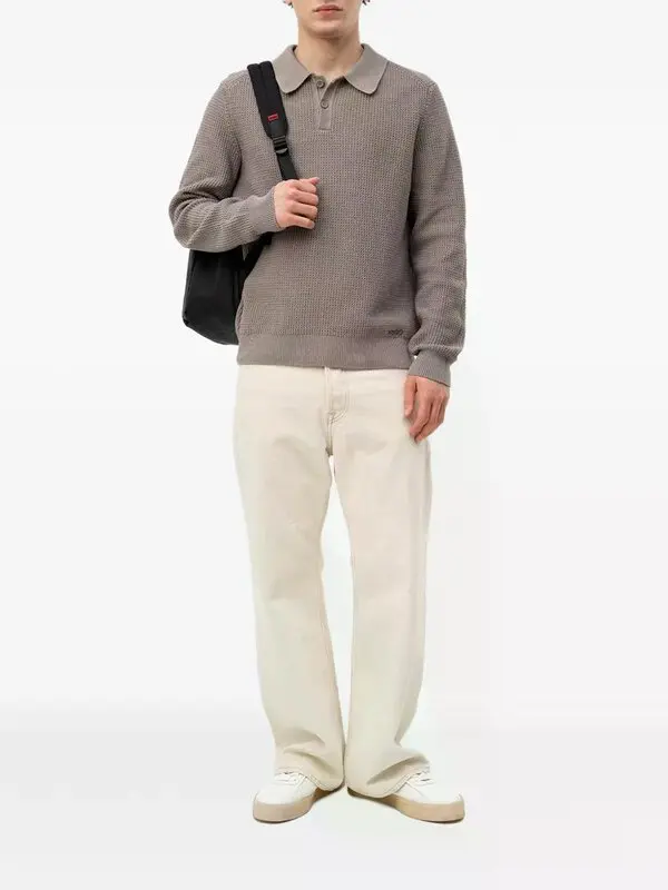 Hugo Waffle-knit Long Sleeved Polo Shirt